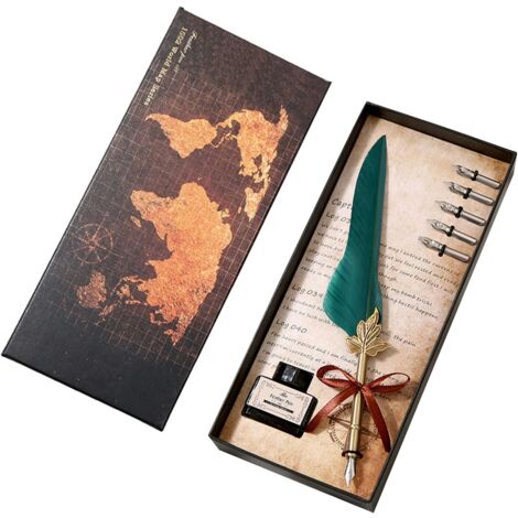 Feder- und Tintenset, Federfeder mit Ersatzfedern, Kalligraphie ...