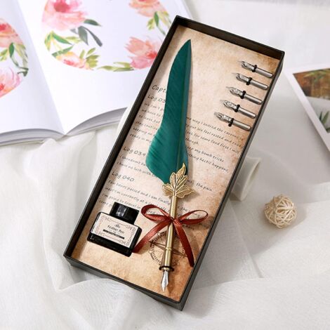 Feder- und Tintenset, Federfeder mit Ersatzfedern, Kalligraphie ...