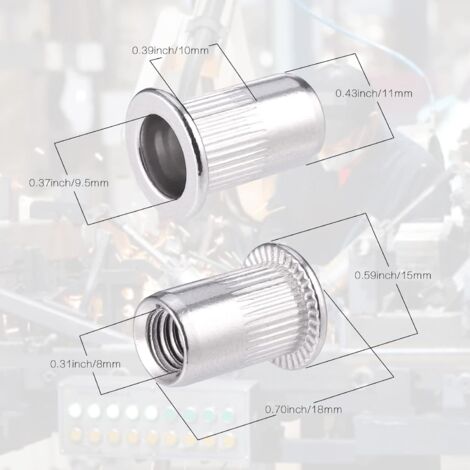 60 Stück 304 Edelstahl-Nietmutter M8 Flachkopf-Blindmutter Gewindeniet ...