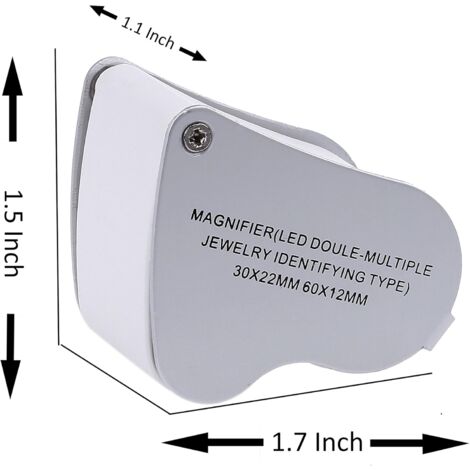 LED-beleuchtete Juwelierlupe, Dual-Focus-Lupe, 60X, 12MM und 30X