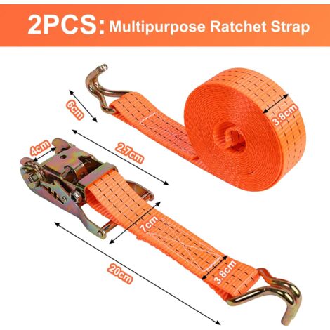2 Stück Ratschengurt mit Haken, Länge 6 m, Breite 3,8 mm ...