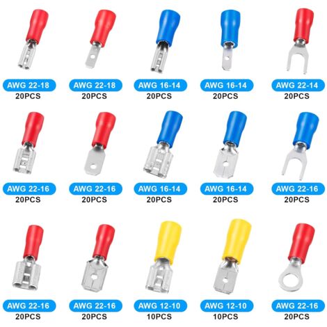 280 Stück elektrische Crimpklemmen, 15 Arten elektrische Klemmen 0,5 ...