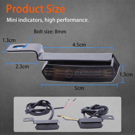 Mini-LED-Motorrad-Blinker, Lenker, Aluminium, bernsteinfarbene Lichter ...