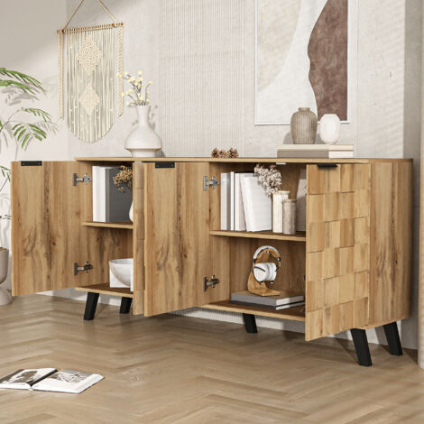 Buffet design moderno 160,5 x 35,5 x 78 cm con 4 porte e 2 ripiani per ...