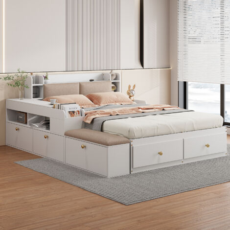 Letti con cassetti 140x200cm letti per adulti/bambini con 2 cassetti ...