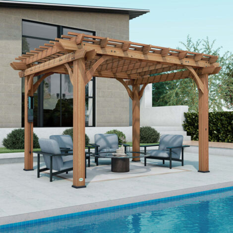 Backyard Discovery Beaumont 3.7m x 3.1m Cedar Wood Outdoor Patio ...