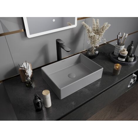 Mexen Goya Aufsatzwaschbecken 45 x 32 cm, Hellgrau matt - 22184561
