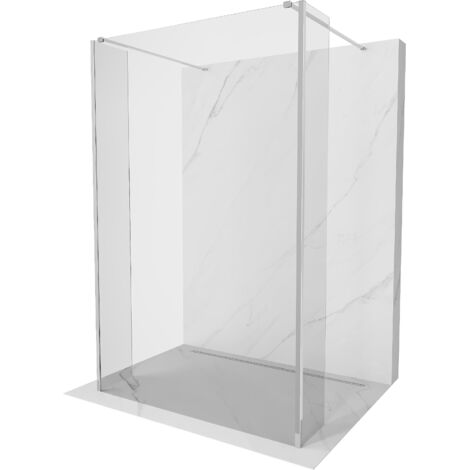 Mexen Kioto freistehende Duschwand 120 x 30 x 30 cm, transparent, chrom ...