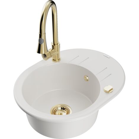 Mexen Kevin 1 Becken-Granitspüle mit Abtropffläche und Mischbatterie ...