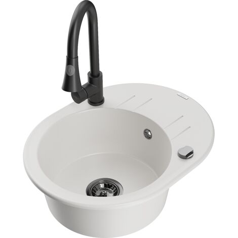 Mexen Kevin 1 Becken-Granitspüle mit Abtropffläche und Mischbatterie ...