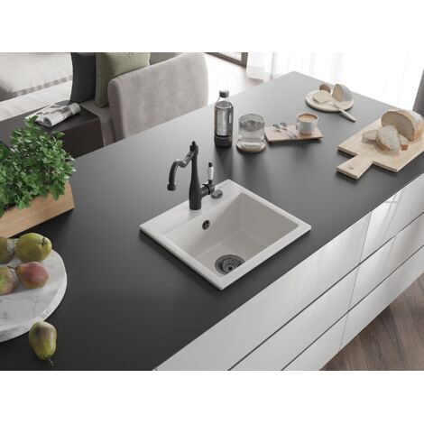 Mexen Milo 1-Becken-Granit-Spüle mit Mischbatterie Carla, Weiß - 6505 ...