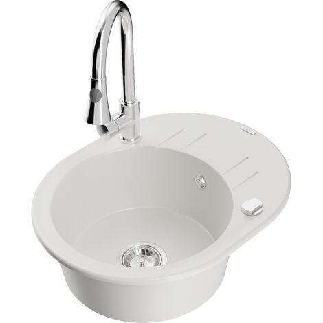 Mexen Kevin 1 Becken-Granitspüle mit Abtropffläche und Mischbatterie ...