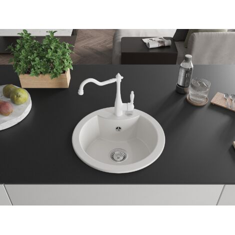 Mexen Diego 1-Becken-Granit-Spüle mit Mischbatterie Carla, Weiß - 6512 ...