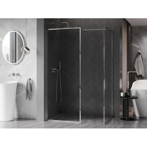Mexen Kioto-F Duschwand Walk-in mit Rahmen 90 x 75 cm, transparent 8 mm, Chrom - 800-090-202-04 ...