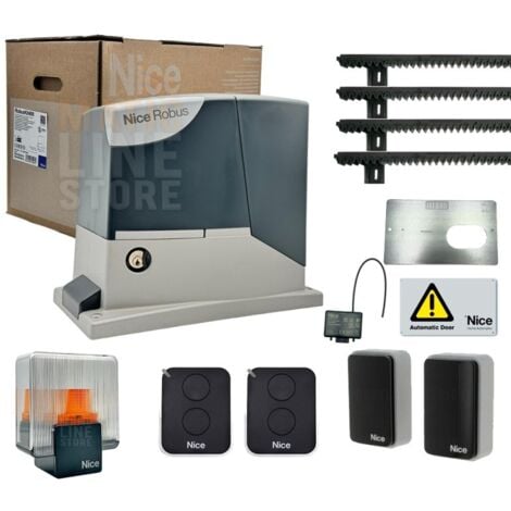 NICE ROBUS KIT 400 BD 24V PER CANCELLI SCORREVOLI FINO A 400 4MT CREMAGLIERA KG RB400BDKCE-4MT