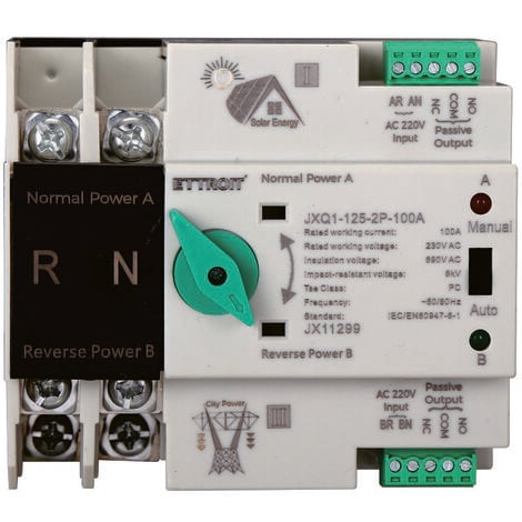 Commutateur de transfert automatique de puissance double pour le photovoltaïque 100A 2P