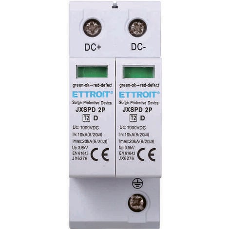 PARAFOUDRE PHOTOVOLTAIQUE TYPE 2 T2 D 2P DC 1000V 3.5KV 10KA OCCUPE 2 ...