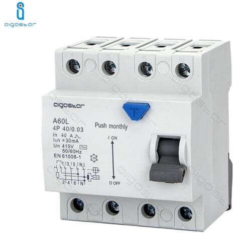 AC 4P 40A 30mA 30mA 415V LIFE SAVING DIFFERENTIAL CIRCUIT SWITCH FOR EARTH FLOW PROTECTION