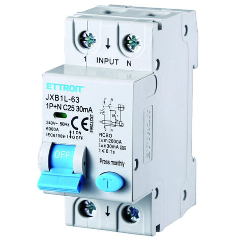 Interrupteur magnétothermique différentiel LIFE-SAVING pour rail DIN 2 MODULES 1P+N 25A C25 240V ...