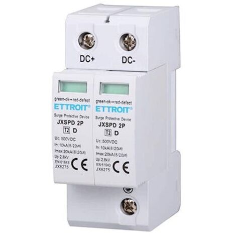 PARAFOUDRE DC POUR PHOTOVOLTAIQUE TYPE 2 T2 D 2P DC 500V 2.8KV 10KA ...