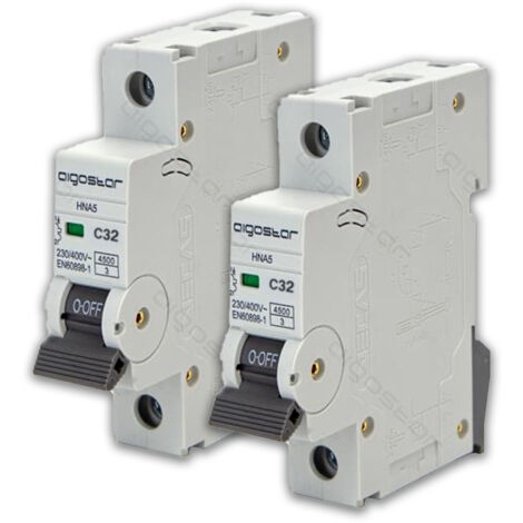 DISYUNTOR TERMOMAGNÉTICO 32A AMPERIOS 1P LUGAR CURVA C 2 PIEZAS