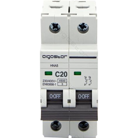DISYUNTOR TERMOMAGNÉTICO 20A AMPERIOS 2P POSTES CURVA C