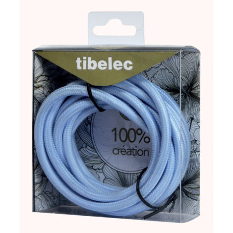Câble électrique tissu bleu clair, long. 3m, diam. 6.2mm - Tibelec