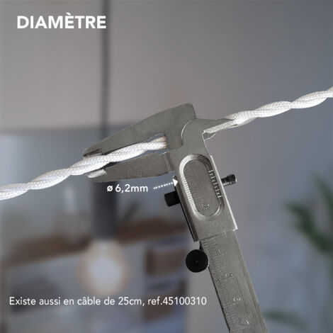 Câble électrique torsadé blanc, long. 3m, diam. 6.2mm - Tibelec