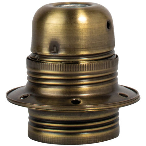 Douille métal E27 filetée bronze antique, double bague - Tibelec