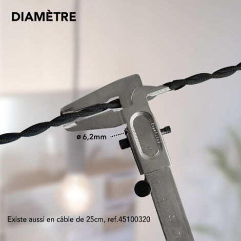 Câble électrique torsadé noir, long. 3m, diam. 6.2mm - Tibelec
