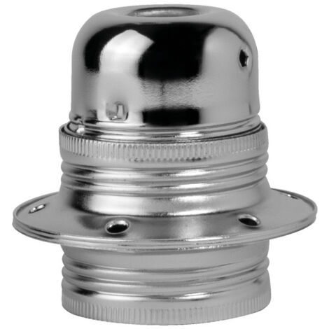 Douille métal E27 filetée chromé, double bague - Tibelec