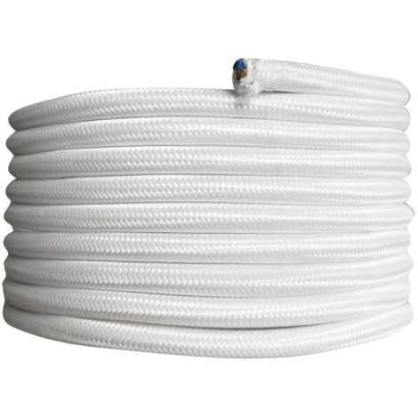 Câble électrique tissu blanc, long. 3m, diam. 6.2mm - Tibelec