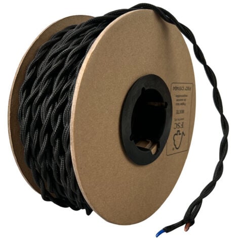 Bobine câble électrique torsadé noir, long. 25m, diam. 6.2mm - Tibelec