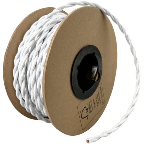 Bobine câble électrique torsadé blanc, long. 25m, diam. 6.2mm - Tibelec