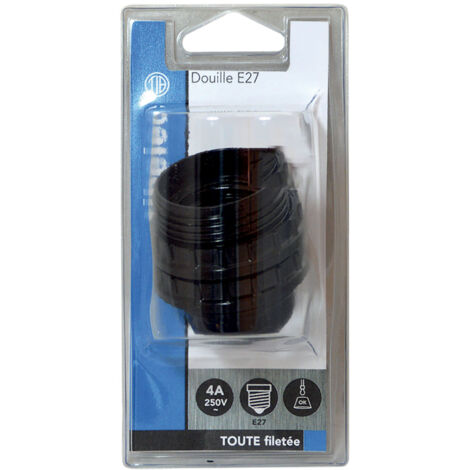 Douille filetée bakélite E27 noire double bague- Tibelec