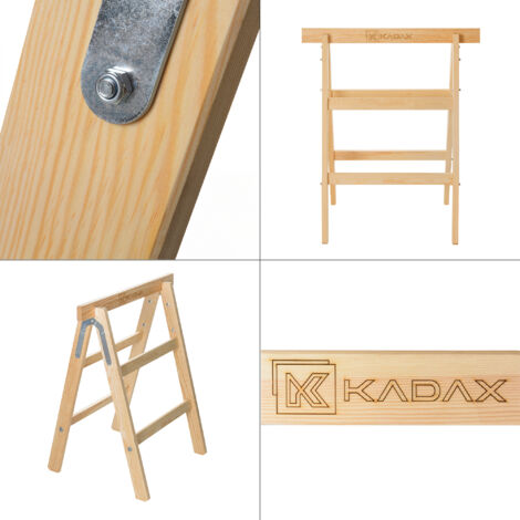KADAX Escabeau pliable stable - Échelle pliante légère - En bois ...