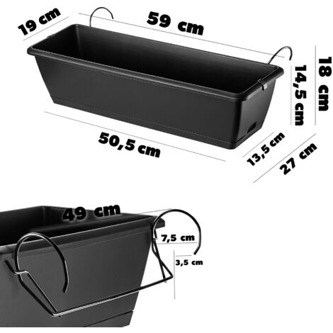KADAX Balconnière 60 cm Pot de Fleur avec Poignées