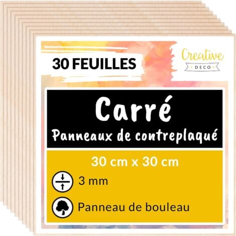 30 Planches Contreplaqué 3mm Carré 300x300mm pour Découpe Laser