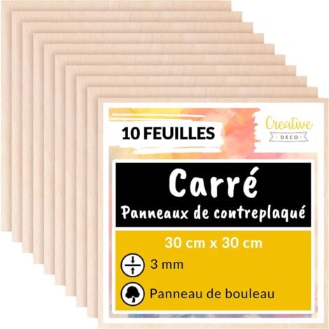 10 Planches Contreplaqué 3mm Carré 300x300mm pour Découpe Laser