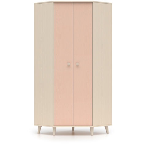 Armadio 2 ante Alycia beige - rosa corallo - effetto marrone 190cm