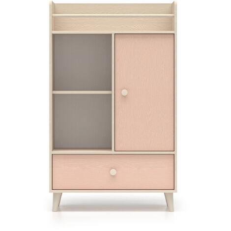 Liberia 1 anta 1 cassetto Alycia beige - rosa corallo - effetto marrone ...