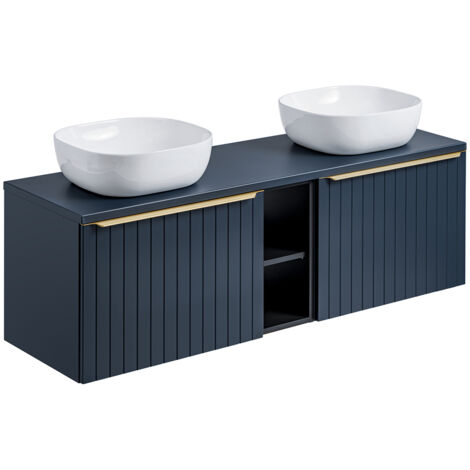 Mobile bagno doppio lavabo Éros blu 140cm