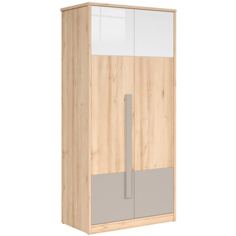 Schrank Stella mit 2 Türen, Holzoptik und Grau, 198.5cm