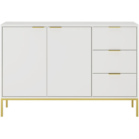 Buffet Seattle mit 3 Schubladen und 2 Türen, Weiß, 150cm