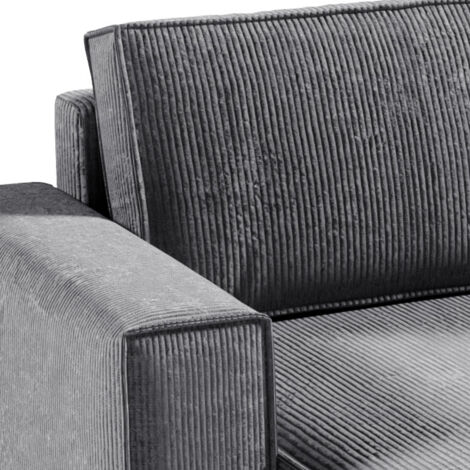 U-Sofa 5-sitzig umbaubar Truhe Isaac Cord Grau