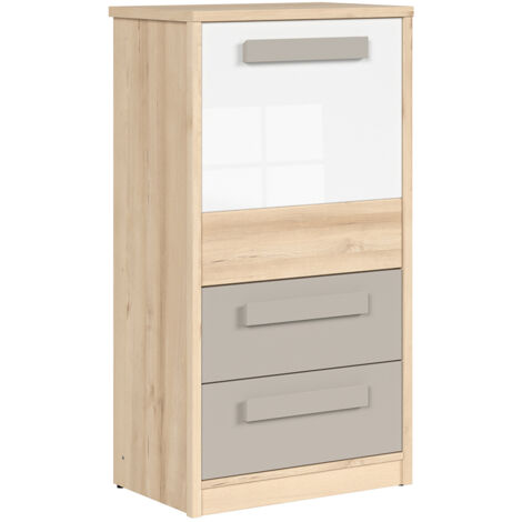 Kommode Stella mit und 1 Tür, Holzoptik und Grau, 60cm