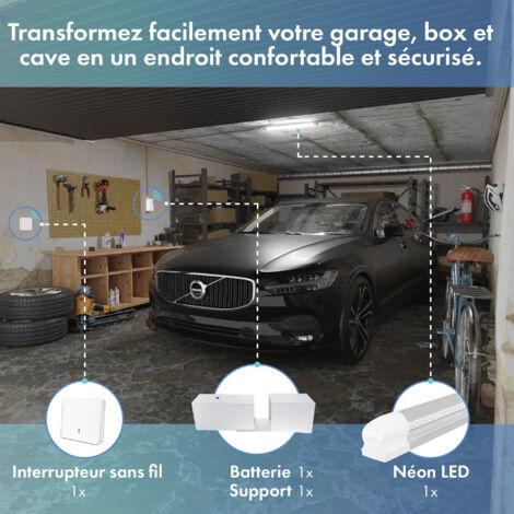 Kit eclairage sans fil garage cave Gamme ACCESS 1 reglette led 1100lm ...