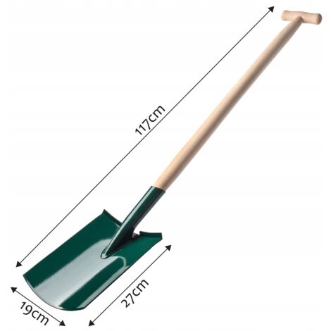 KADAX Pala Recta Pala de Jardín de Metal Mango de Madera 117cm