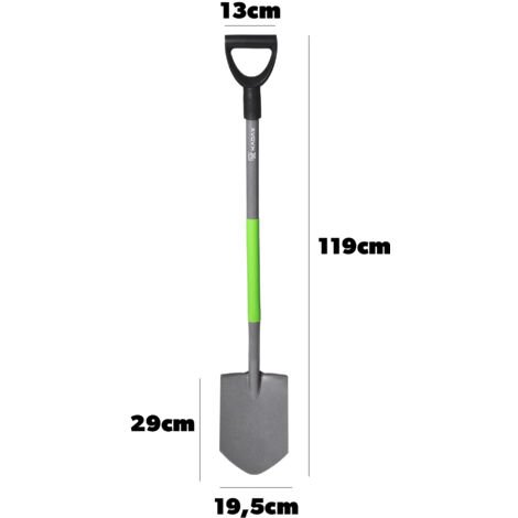 Pala afilada KADAX Pala de jardín de metal de 119 cm con punta ergonómica