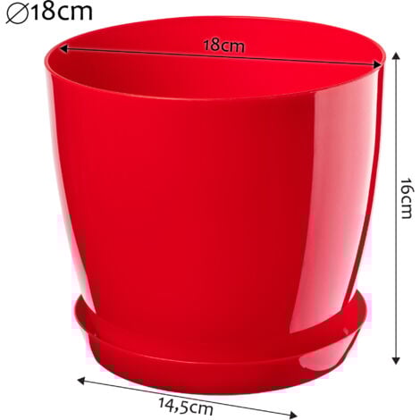 KADAX Maceta con Soporte Tapa de plástico Maceta 18 cm Flores Rojas